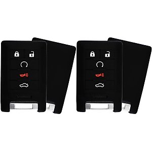 KeyGuardz Keyless Remote Car Smart Key Fob Outer Shell Cover Soft Rubber Case for Cadillac ATS CTS DTS SRX STX XTS (Pack of 2)
