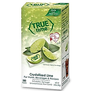 TRUE LIME Water Enhancer, Bulk Dispenser Pack (100 Packets), 0 Calorie Drink Mix Packets For Water, Sugar Free Lime Flavoring Powder Packets, Water Flavor Packets Made with Real Limes(Pack of 1)