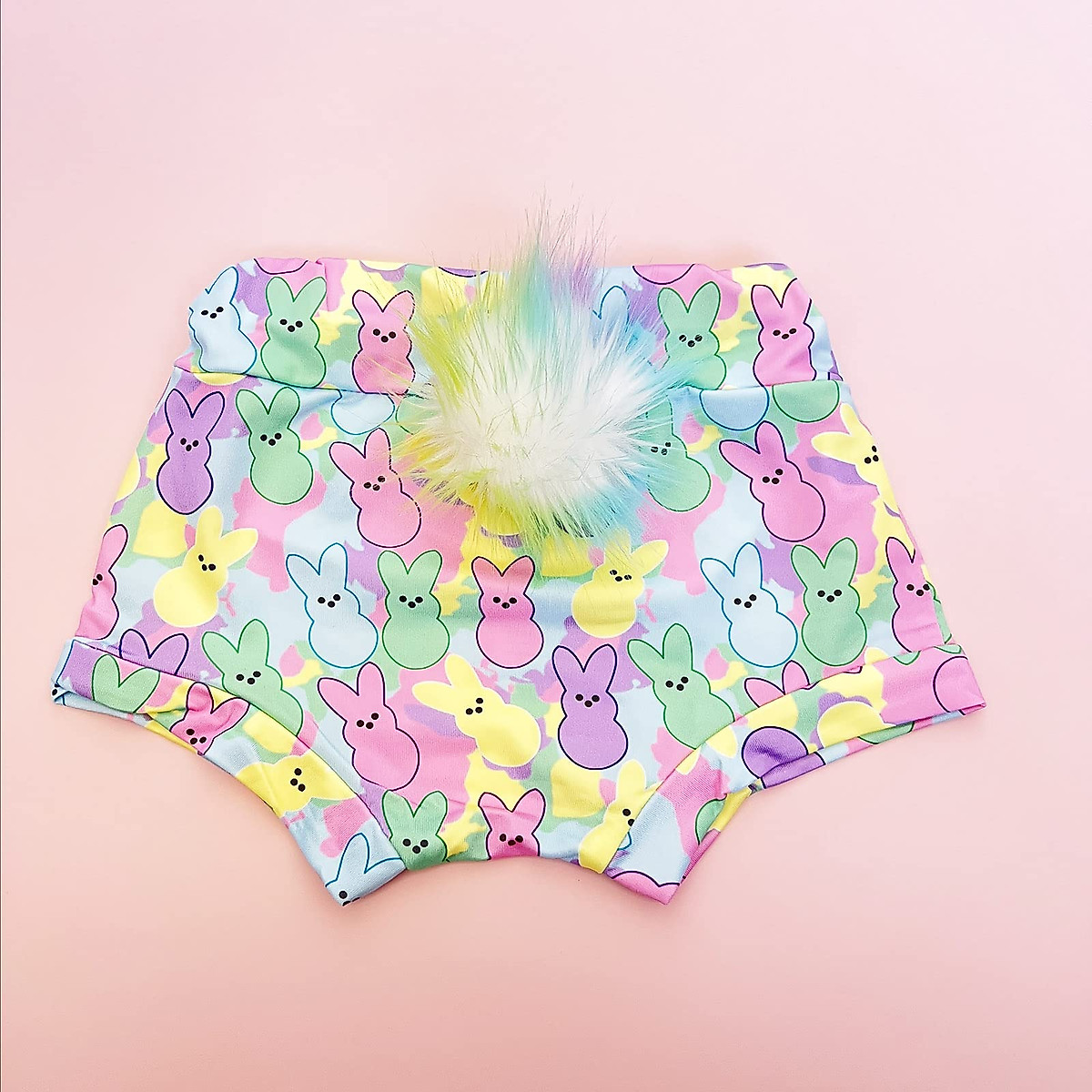 MEIAZM Newborn Infant Baby Girl Easter Outfits Letter Romper Bodysuit+Fluffy Bunny Tail Shorts+Headband 3PCS Rabbit Clothes (Pruple, 0-3M)