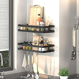 WXCGX Shower Caddy 2 Pack - Shower Organizer for Extra-Large Bathroom Storage with 4 Removable Hooks - Rustproof Bathroom Shower Shelves - Adhesive Or Drilling Wall Shower Shelf for Inside Shower