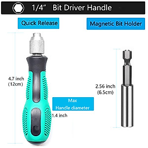 Square Screwdriver Bit Set With Bit Handle and Bit Extension 6 Sizes SQ1 SQ2 SQ2.74 SQ3 SQ4 SQ5, SKZIRI 8in1 Square Head Screwdriver Kit with Quick Release Bit Handle Holder and Magnetic Extension