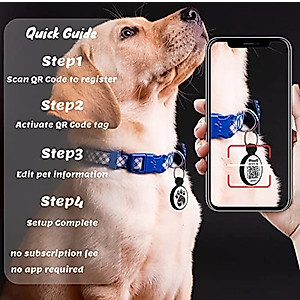 WhoseID QR Code Dog Tag, Pet ID Tag, Dog ID Tag, Waterproof Lightweight Silent Pet ID Tag, Modifiable Free Pet Online Profile, Multiple Contact Information, Scan QR Code Send Pet Location (Paw, Rose)