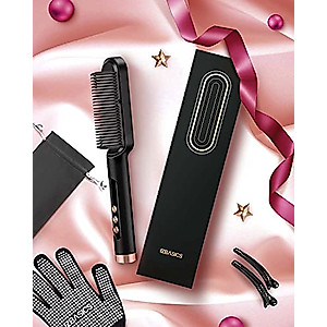 Hair Straightener Brush EZBASICS Ionic Hair Straightening Brush with 9 Heat Levels for Frizz-Free Silky Hair, 30s Fast Heating Anti-Scald & LED Screen, Perfect for Professional Salon at Home