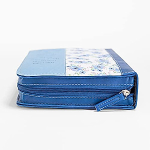 The Lord Has Done Great Things Floral Blue Medium Faux Leather Bible Cover