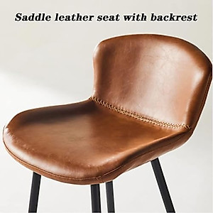 Lsoiup Counter Height Bar Stools Set of 2, Mid Century Modern Faux Leather Counter Stools with Back Armless Bar Chairs for Home Bar Kitchen Island