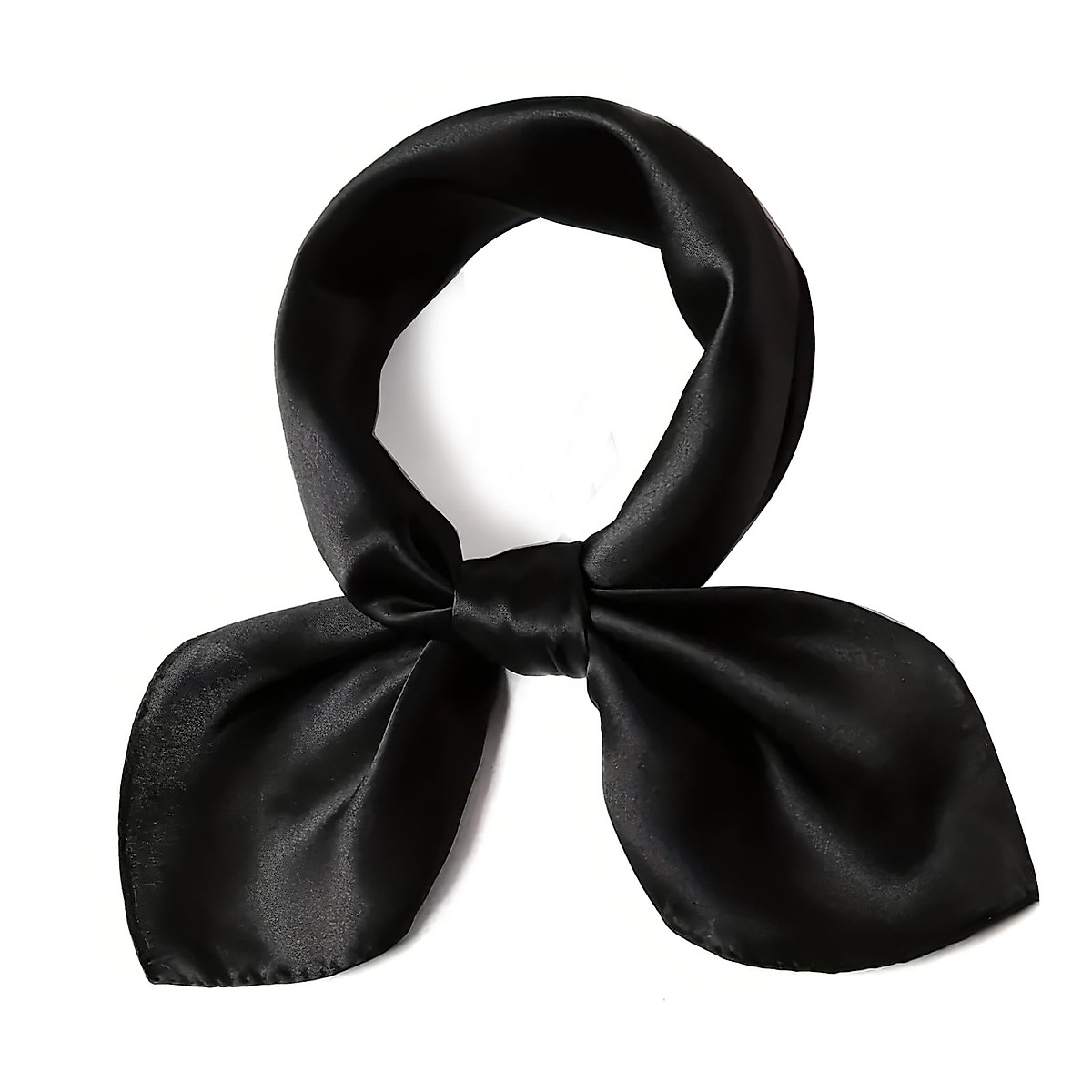 vimate Black Silk Feeling Scarf, 35'' Square Retro Soild color Satin Headband Scarf for Hair Wrapping at Night (Black)