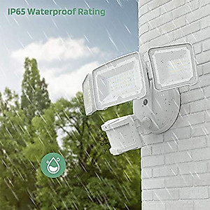 GLORIOUS-LITE LED Security Lights Motion Sensor Outdoor Lights, 35W 3500LM Hardwired Led Flood Light Outdoor with 3 Adjustable Head, 5500K, IP65 Waterproof for Porch Garage Yard(Not Solar)