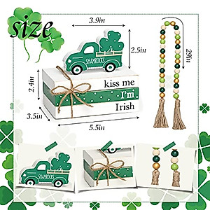 St. Patrick's Day Tiered Tray Decor, 1 St. Patrick's Wood Book Stack, 1 Bead Garland, I’m Irish Shamrock Mini Faux Decorative Books Bundle, Farmhouse St. Patrick's Party Table Mantle Decor