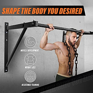 Yes4All Heavy Duty Wall Mounted Pull Up Bar – Multi-Grip Pull Ups / Pull Up Bar Ceiling Mount / Joist Mount for Home Gym
