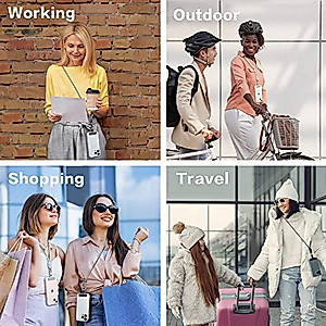 EKAX Adjustable Nylon Strap with PU Leather Clip, Universal Cell Phone Lanyard, Neck Hanging & Crossbody Strap, for Most Smartphone Cases, Keys & Work Permit, Easy Clip On & Off (Pink)