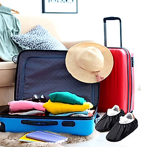 8 Pairs Non Slip Reusable Shoe Covers Waterproof Boot Covers for Household Carpet Floor Protection Machine Washable (Black)