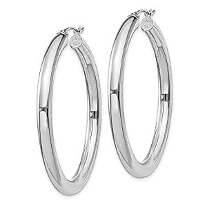 925 Sterling Silver 4mm Round Extra Large Hoop Earrings