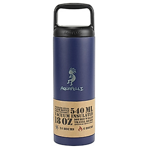 Aquapelli Vacuum Insulated Water Bottle, 18 ounces, Blueprint Blue