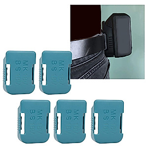 Bindpo Battery Rack, 5Pcs Battery Wall Mount Storage Shelf Rack, Battery Holder Compatible for Makita 18V/for Bosch 18V Batteries, Shelf Bracket Belt Slot(Cyan)