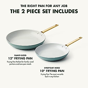 GreenPan Reserve Hard Anodized Healthy Ceramic Nonstick, 10" and 12" Frying Pan Skillet Set, Smokey Blue