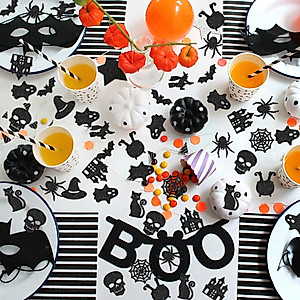 BeYumi Halloween Black Table Confetti - 300Pcs Halloween Black Glitter Table Confetti Decorations Table Glitter Confetti Black Paper Confetti Decor for Halloween Themed Party Birthday Party Supplies