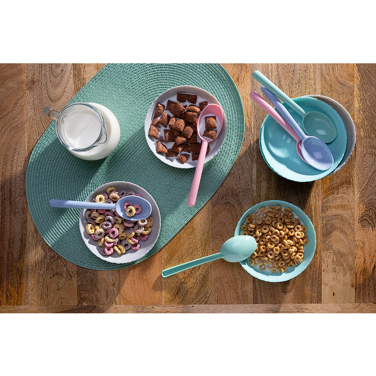 Pikanty - Plastic Spoon Portable Cereal, Soup, Porridge, Spoons Reusable Dinner Scoops for Home Kitchen Buffet Restaurant Flatware | Made in USA