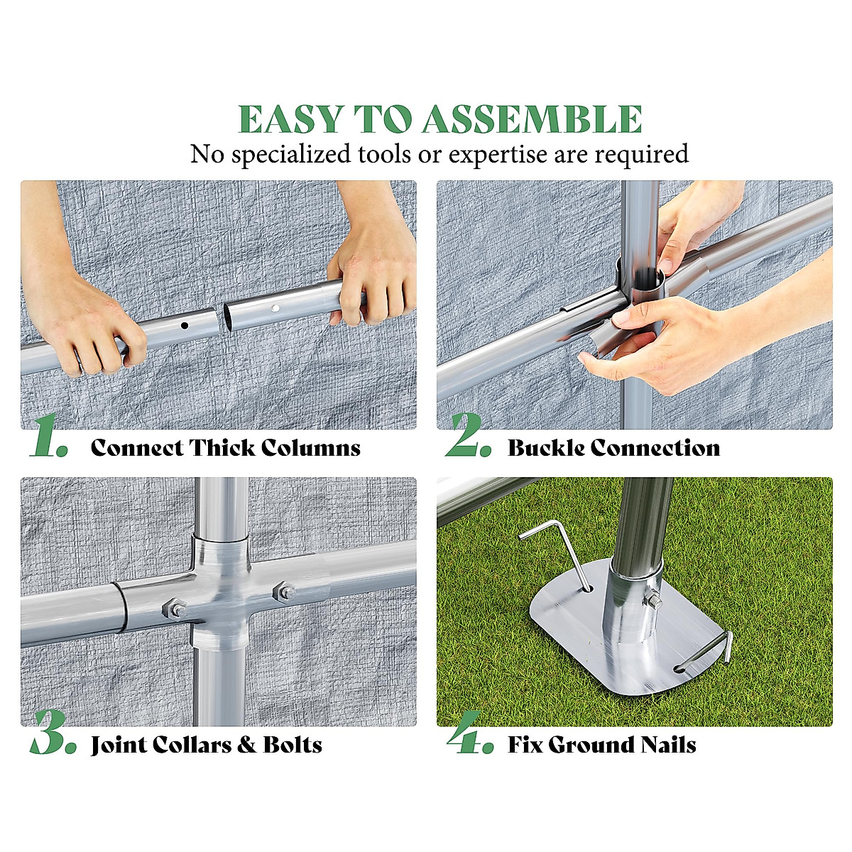 AMERLIFE 6x8x6.6 FT Heavy Duty Portable Shed Storage Shelter, Outdoor Storage Shed with 2 Waterproof Windows & Roll-up Zipper Door, Carport for Motorcycle, Bike, Grey