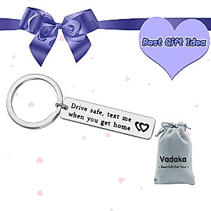 Couple Keychain New Driver Gift Keychain Drive Safe Text Me When You Get Home Keyring 16th Birthday Gift Sweet 16 Gift Graduation Gift for Daughter Son Christmas Jewerly for Trucker Husband Boyfriend