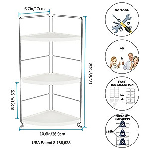 JANUS LiANG 3-Tier Bathroom Organizer Countertop - Makeup Organizer Cosmetic Holder Corner Storage Shelf Kitchen Spice Rack Standing Counter Shelf for Vanity, Bathroom, Bedroom, Kitchen