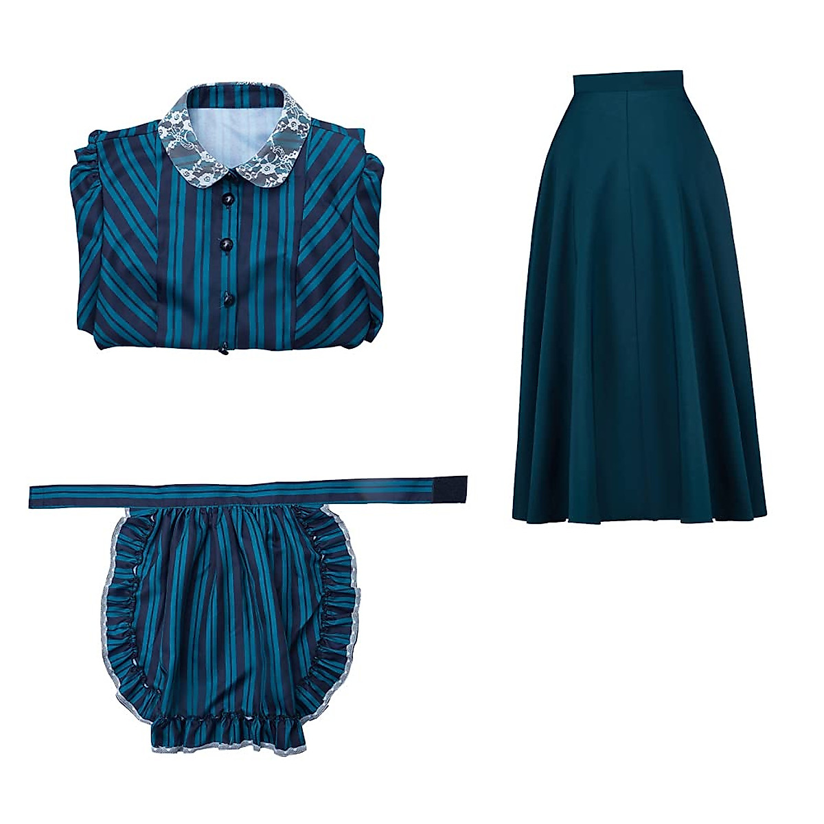 The Haunted Mansion Cosplay Costume Women's Maid Dress with Apron Halloween Ghost Costume (XS)