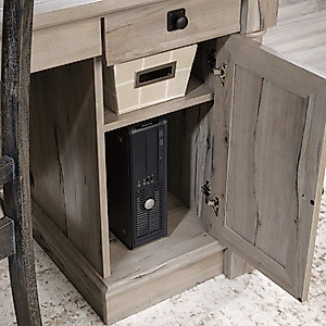 Sauder Palladia L-Shaped Desk, L: 68.74" x W: 65.12" x H: 29.61", Split Oak finish