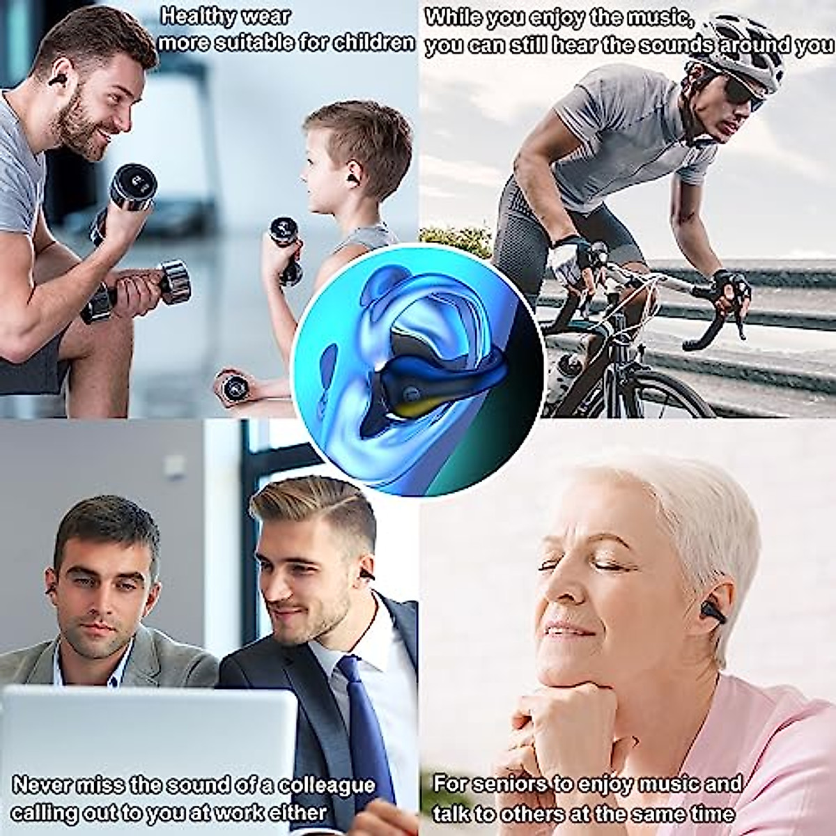 Mudtun Wireless Ear Clip Bone Conduction Headphones Bluetooth 5.3 for Android iPhone, Small Ear Clips Ear Buds Mini Light-Weight Open Ear Earbuds for Sports Running Cycling Workout, Yellow