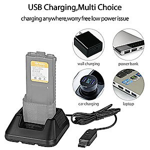 UV-5R BF-F8H Charger More USB Cable Charger with Indicator Light for Two Way Radio UV-5R Series DM-5R by Tenway
