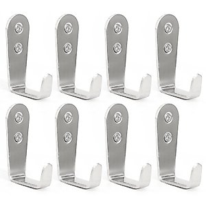 IBERDE Wall Hooks,Stainless Steel Hook, Heavy Duty Wall Hook Wall Hanger Key Hook Wall Mounted Coat Hook Metal Wall Hooks for Hanging Garage Hook Storage Hooks Screw Utility Hooks, 8 Pack (Silver)