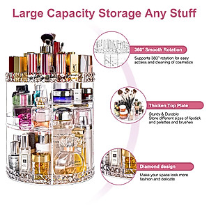 360 Rotating Makeup Organizer Large Perfume Cosmetics Organizer Beauty Organizer Clear Cosmetic Storage Display Case with 7 Layers and Detachable Shelves for Bedroom Dresser or Vanity Countertop