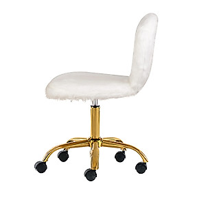 GIA Mid-Back Adjustable Swivel Vanity Chair, Faux Fur White