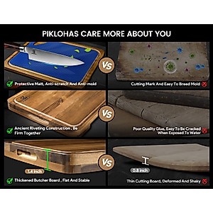 Piklohas Kitchen Knife Sets For Kitchen With Block, 14 Pieces With Magnetic Knife Holder, German High Carbon Stainless Steel Damascus Pattern Chef Knife Set With Sharpener, Steak Knives, Red