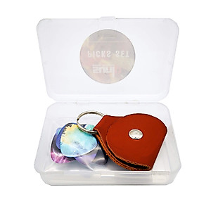 Unique Guitar Picks 12 Medium Gauge Pack with Picks Holder and Plastic Picks Box, SUNLP Fairyland Galaxy Themed Guitar Cool Picks for Bass Electric Guitar Acoustic Guitar Lovers guitarists gift