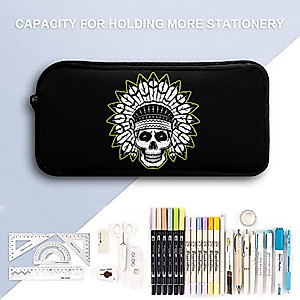 Indian Skull Pencil Case Stationery Pen Pouch Portable Makeup Storage Bag Organizer Gift
