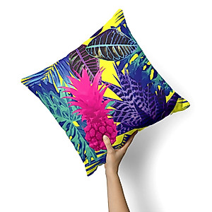 iiRov Summer Design Ink-Fuzed Decorative Throw Pillow - Hype Fluorescent Summer Pineapple Pattern