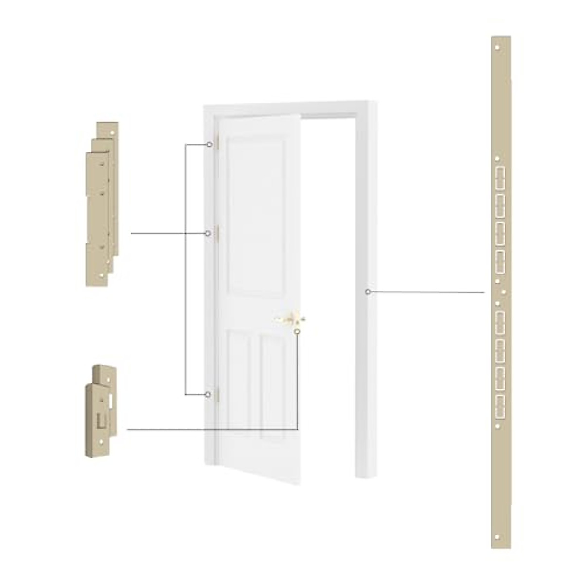 SECURITYMAN Super Door Jamb Reinforcement Set - Fortify Your Home (15GA Thick Steel) - Anti Door Kick in Heavy Duty Striker Plate Kit - Tamper/Corrosion Proof Door Jamb Repair Kit
