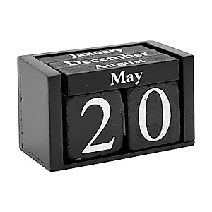 MICKYU Wooden Block Calendar for Desk, Small Perpetual Calendar Month Date Display for Teachers, Farmhouse Classroom Office Decor for Men Women (Black)