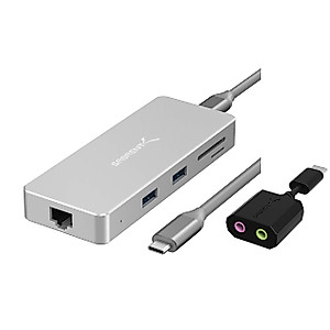 Sabrent 9 in 1 USB C HUB for Windows & Mac + USB Type-C External Stereo Sound Adapter