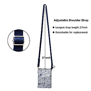 WITERY Small Canvas Cell Phone Purse Wallet- Handmade Cute Leaf Pattern Cross Body Phone Pouch with Shoulder Strap for Women Teen Girls