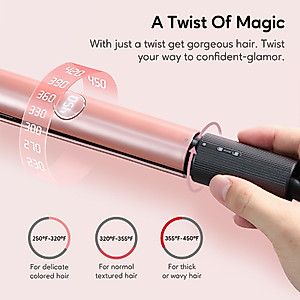 Wavytalk Hair Straightener and Curler 2 in 1, 1" Titanium Flat Iron 250°F-450°F Temperature for All Hairstyles, Salon Professional Flat Iron Reduce Hair Damage, Dual Voltage