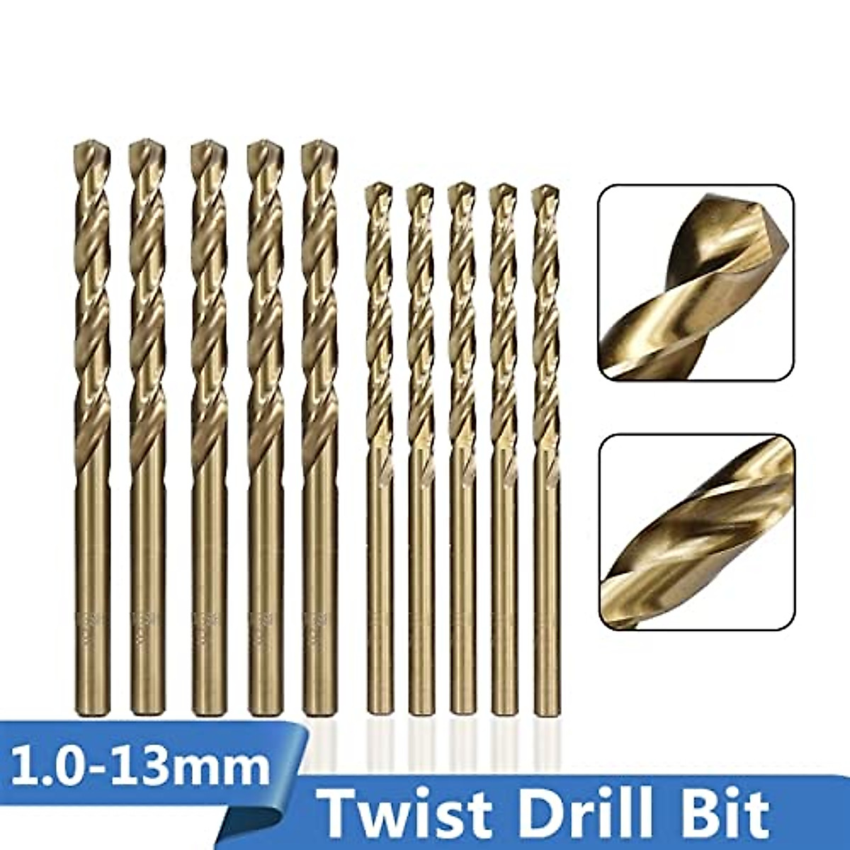 GRUNI 1.0-13mm M35 Cobalt Coated Twist Drill Bit Wood/Metal Hole Round Shank Gun Drill Bit 1Pcs (Size : 5.2mm, Color : 1pc)