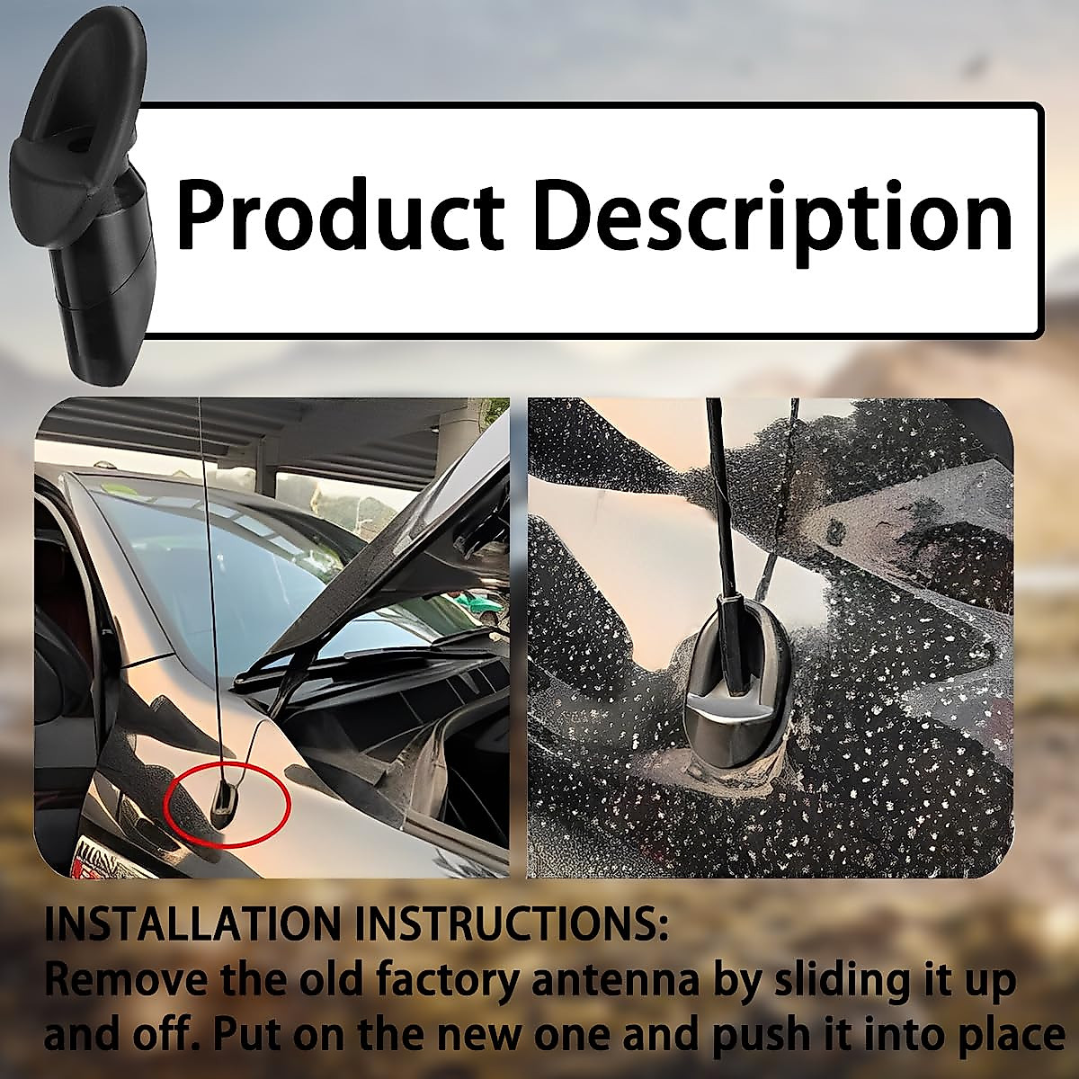 BESULEN Antenna Ornament Replacement, Manual Radio Antenna Mounted Base Bezel, Antenna Adapter Base for 2007 2008 2009 2010 2011 2012 2013 Replace 86392-0C040 Genuine Grommet, Car Accessories