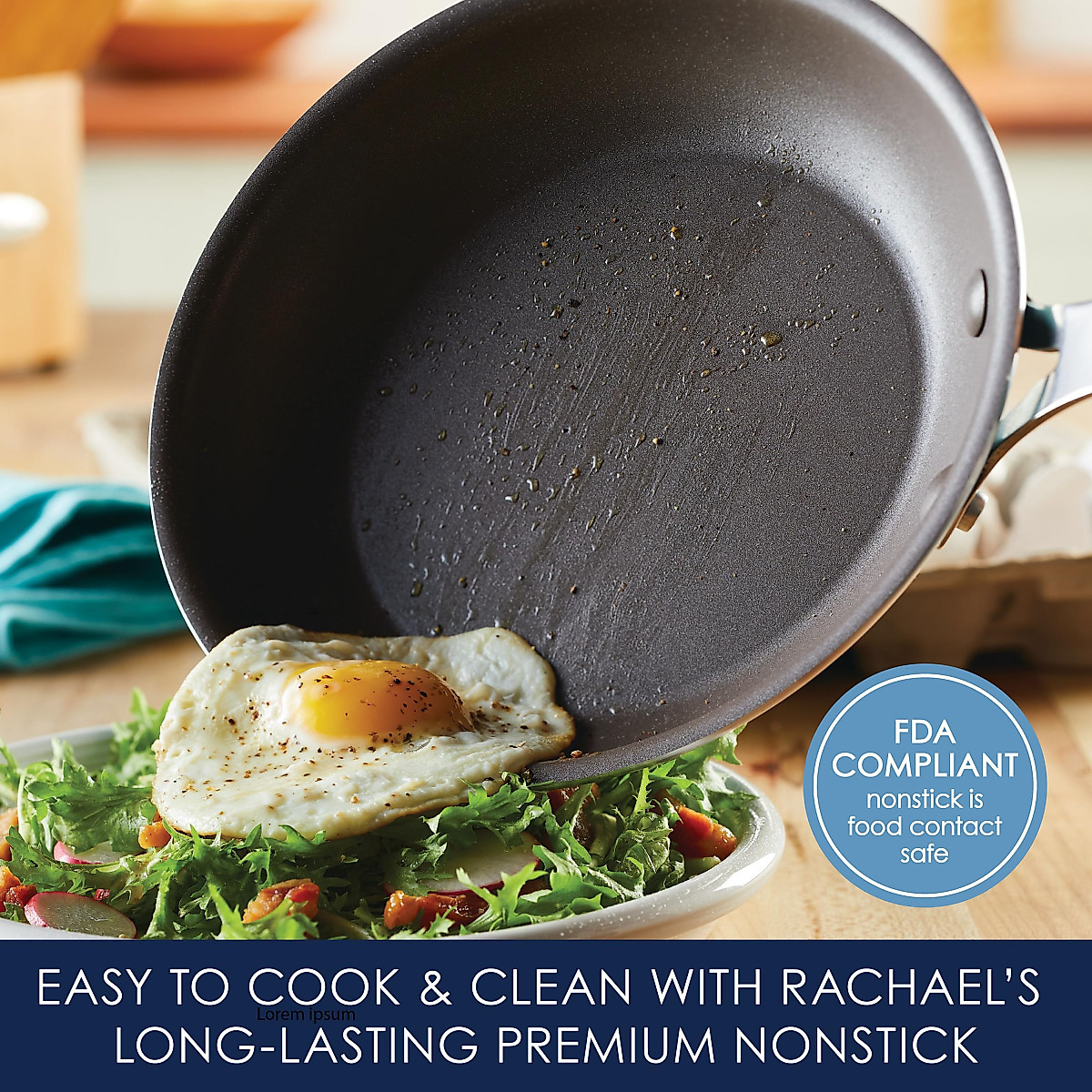 Rachael Ray Cook + Create Nonstick Frying Pans/Skillet Set, 9.5 Inch and 11.75 Inch, Gray