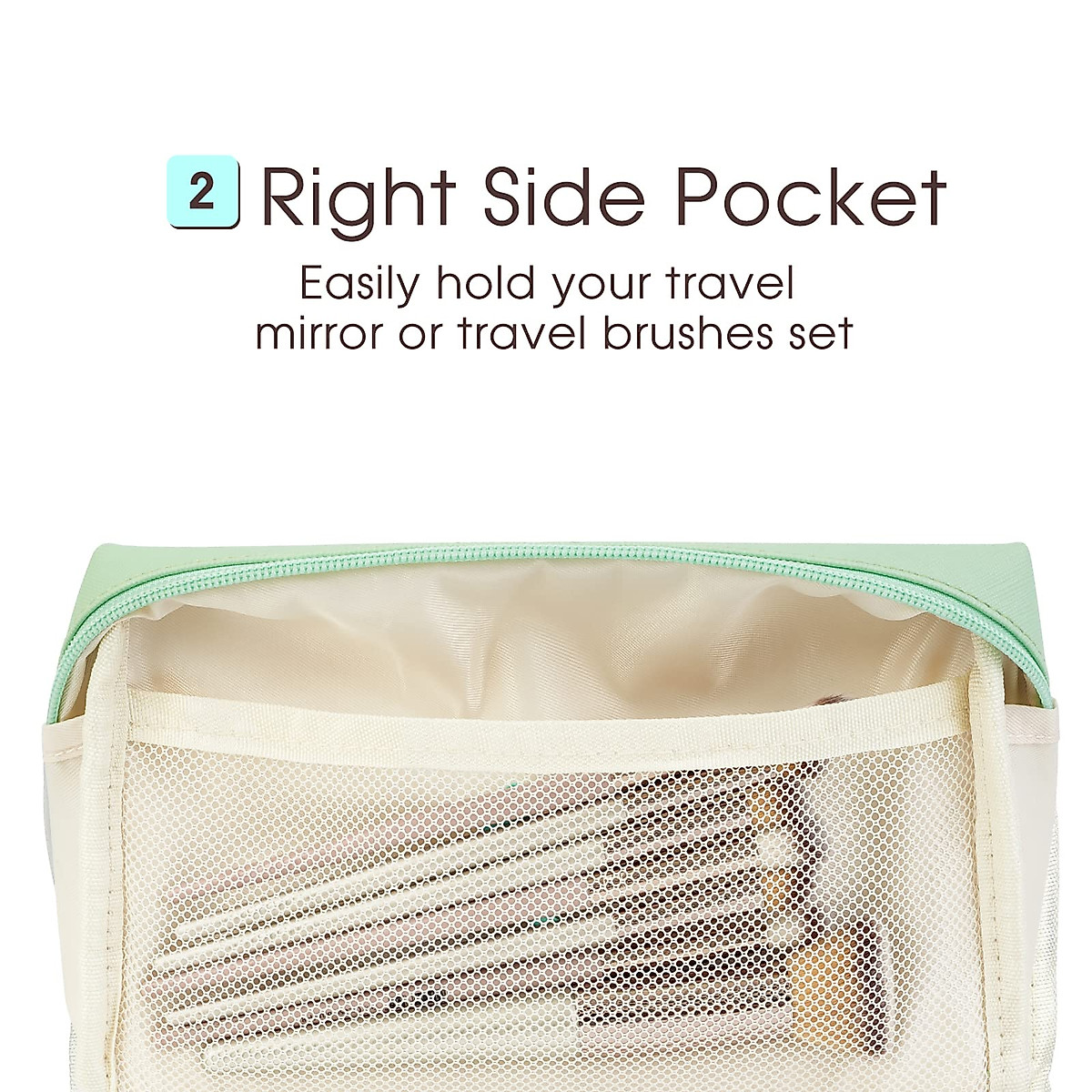 Large Vegan Leather Makeup Bag Zipper Pouch Travel Cosmetic Organizer for Women (Large, Green)