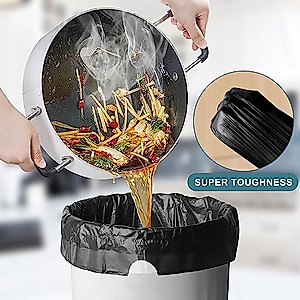 Small Trash Bags Drawstring, Extra Strong 4 Gallon Garbage Bags, Unscented Trash Bags fit Kitchen Bathroom Office Cat Litter, JUKFITA Trash Can Liners, Dark 60 Count