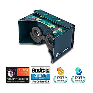 Google Cardboard POP! Cardboard + Free Head Strap and Cushion. for Android and iPhone up to 6 inches. Including Lenses. 3D Glasses VR Glasses Virtual Reality Viewer VR Goggles.