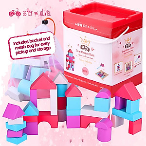 Large Building Wooden Blocks for Babies and Toddlers- 1-3 Years with Princess Castle Wooden Jigsaw Puzzles & Wand- Educational Montessori Fairytale Building Blocks for Toddlers