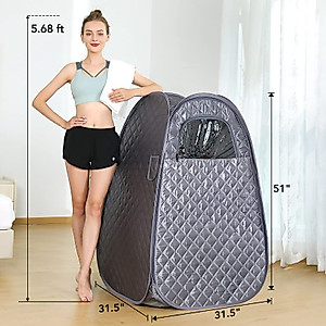 IvyBess Portable Steam Sauna for Home, 2.6L 1000W Portable Full Body Sauna, Sauna Tent with Steamer, 90 Minute Timer, Chair, Remote Control Included