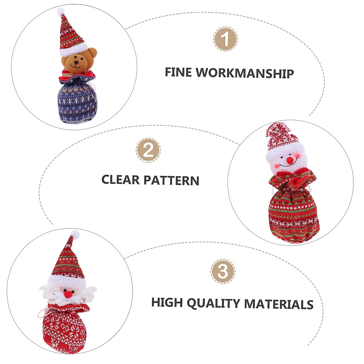 Healifty 3pcs Christmas Eve Goodie Bags Christmas Gnome Candy Bag Wedding Candy Bag Christmas Candy Pouch Christmas Bag Gift Bags Children Xmas Present Bags Knitting Decorate