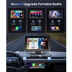 Podofo Portable Car Stereo Wireless Apple Carplay Android Auto,7 Inch Touch Screen Car Radio with Bluetooth Hands-Free/Mirror Link/Maps Navigation/Voice Control/TF Card/AUX,for Cars, Trucks, SUVs